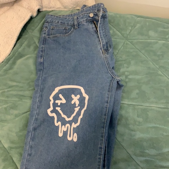 SHEIN | Jeans | Smiley Face Graphic Pants | Poshmark